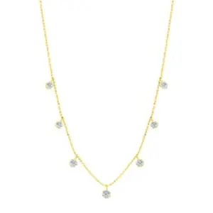 GRAZIELA Floating Diamond Necklace - Yellow Gold