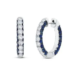 GRAZIELA Sapphire & Diamond Hoop Earrings - Blue