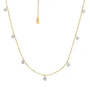 GRAZIELA Tiny Floating Diamond Necklace - Yellow Gold