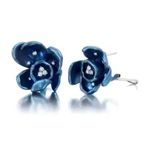 GRAZIELA Titanium Orchid Earrings - Blue