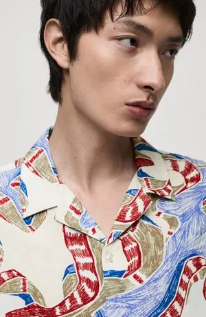 Mango Regular Fit Print Camp Shirt