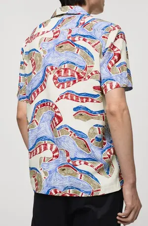 Mango Regular Fit Print Camp Shirt