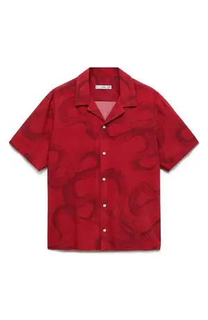 Mango Regular Fit Snake Print Camp Shirt