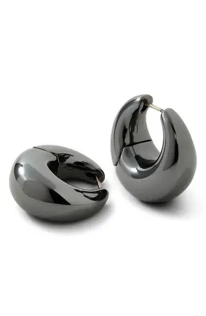JENNIFER FISHER Dylan Mini Dome Huggie Hoop Earrings Hematite