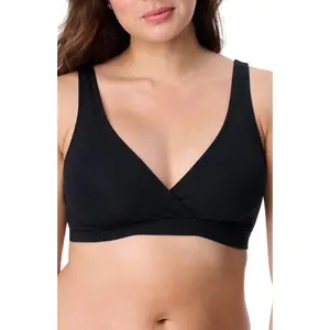 Motherhood Maternity Cotton Wrap Front Nursing Sleep Bralette - Black And Oat