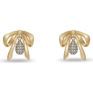 Lele Sadoughi Dainty Pave Bow Dangle Earrings - Crystal 100