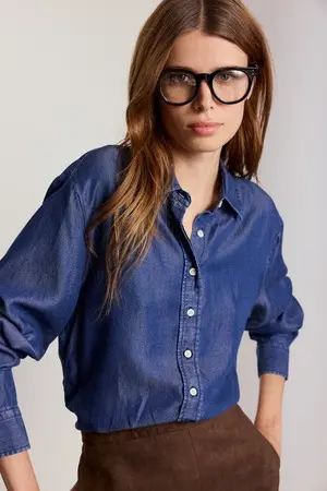 The Shirt By Rochelle Behrens The Denim Shirt - Dark Wash