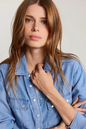 The Shirt By Rochelle Behrens The Denim Shirt - Pearl Snaps