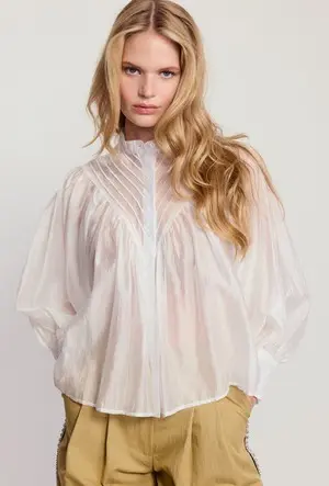The Shirt By Rochelle Behrens The Shiv Ruffled Shirt - White