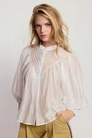 The Shirt By Rochelle Behrens The Shiv Ruffled Shirt - White