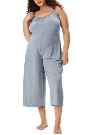 Motherhood Maternity Maternity Sleep Romper With Nursing Access Grey