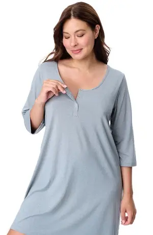 Motherhood Maternity Sleep Henely Nightgown With Nursing Access - Grey