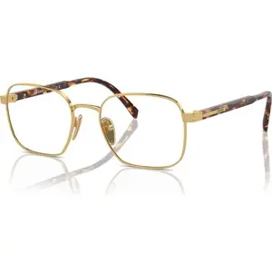 Prada 53mm Rectangle Optical Glasses - Gold