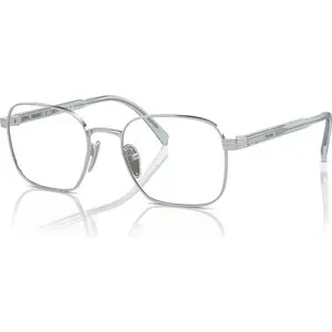 Prada 53mm Rectangle Optical Glasses - Silver