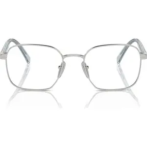 Prada 53mm Rectangle Optical Glasses - Silver