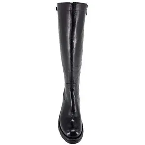 MADISON MAISON Leather Tall Flat Buckle Boot - Black