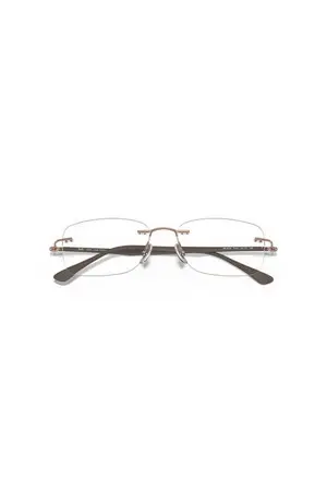 Ray-ban 52mm Rectangle Optical Glasses - Beige