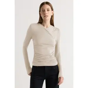 Modern Citizen Lilou Wrap-neck Long-sleeve Tee - Pampas