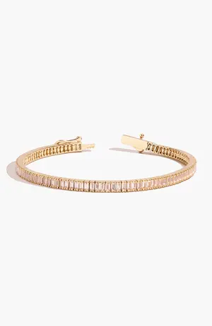 AURATE Morganite Baguette Tennis Bracelet - Gold Vermeil