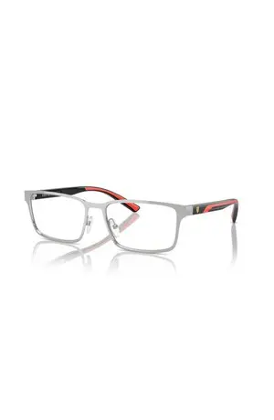 SCUDERIA FERRARI 56mm Rectangle Optical Glasses - Silver