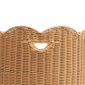 HAPPIMESS Maris Resin/metal Scalloped Edge Nesting Storage Baskets With Handles - Natural