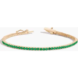 AURATE Lab Grown 3ct Tennis Bracelet - Green Emerald