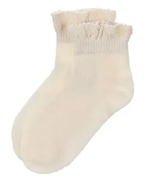 MEMOI Crochet Ruffle-trim Ankle Socks - Winter White