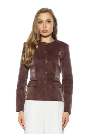 ALEXIA ADMOR Brivan Crewneck Blazer - Burgundy