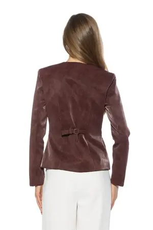 ALEXIA ADMOR Brivan Crewneck Blazer - Burgundy
