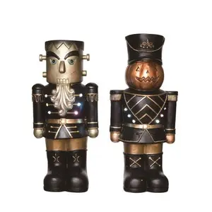 TRANSPAC Light Up Halloween Nutcracker Tabletop Decor - Multicolored