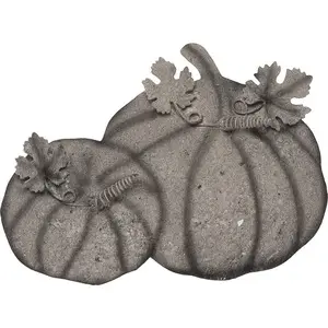 TRANSPAC Metal Harvest Whitewash Pumpkin Decor - Gray