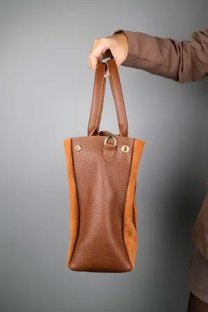 FOREVER & ALWAYS SHOES Leather Shoulder Bag - Cognac Suede