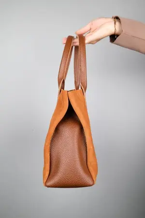 FOREVER & ALWAYS SHOES Leather Shoulder Bag - Cognac Suede