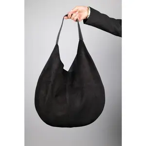 FOREVER & ALWAYS SHOES Leather Shoulder Bag - Black Suede