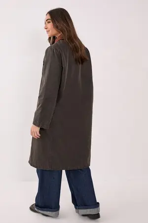 Nasty Gal Longline Wax Effect Coat With Cord Collar