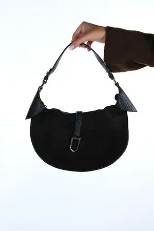 FOREVER & ALWAYS SHOES Bexley Shoulder Bag - Black Suede