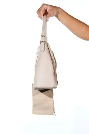 FOREVER & ALWAYS SHOES Maralis Leather Shoulder Bag - Beige