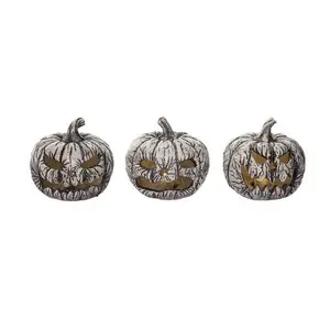 TRANSPAC Light Up Spooky Moldy Pumpkin Decor Halloween Figurines - Multicolored
