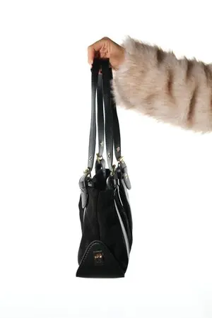FOREVER & ALWAYS SHOES Nerina Leather Shoulder Bag - Black Suede
