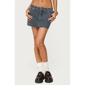 EDIKTED Micah Mini Denim Skirt - Dark-blue-washed