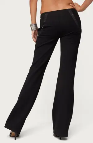 EDIKTED Hook & Eye Low Rise Bootcut Pants