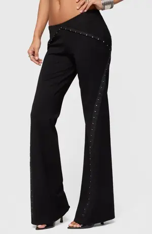 EDIKTED Hook & Eye Low Rise Bootcut Pants