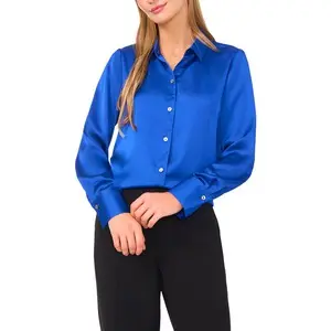 Halogen Charmeuse Button-up Shirt - Opulant Blue