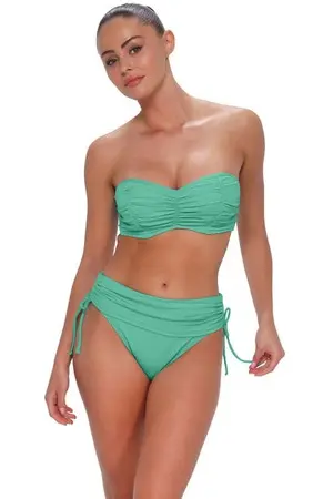 SUNSETS Loretta Bandeau Bikini Top F Cup - Aqua Mist Sandbar Rib