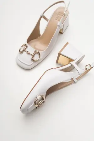 PROLOGUE SHOES Karol Block Heel Slingback Pumps - White