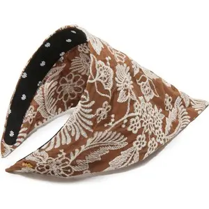 Lele Sadoughi Jackie Embroidered Eyelet Handkerchief Headband - Espresso Garden 200