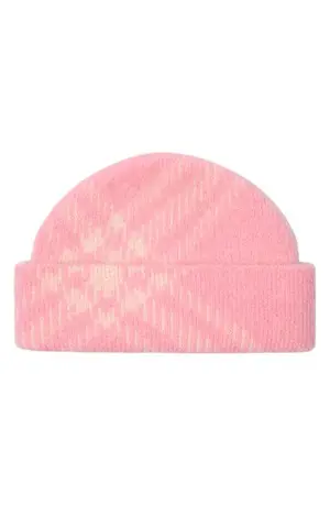 Burberry Check Mohair And Wool-blend Beanie - Sugar Pink
