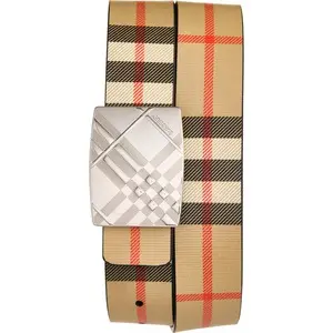 Burberry Engraved Buckle Reversible Belt - Black/sand