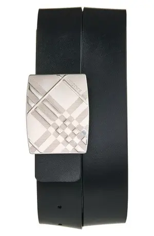 Burberry Reversible Check Engraved Buckle Belt