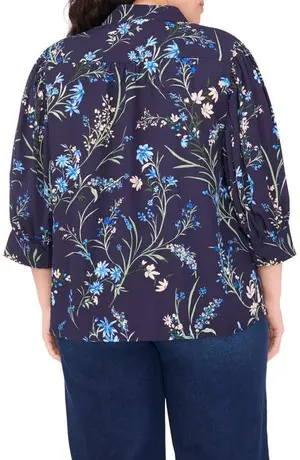 CECE DUPRAZ Split Neck Printed Top